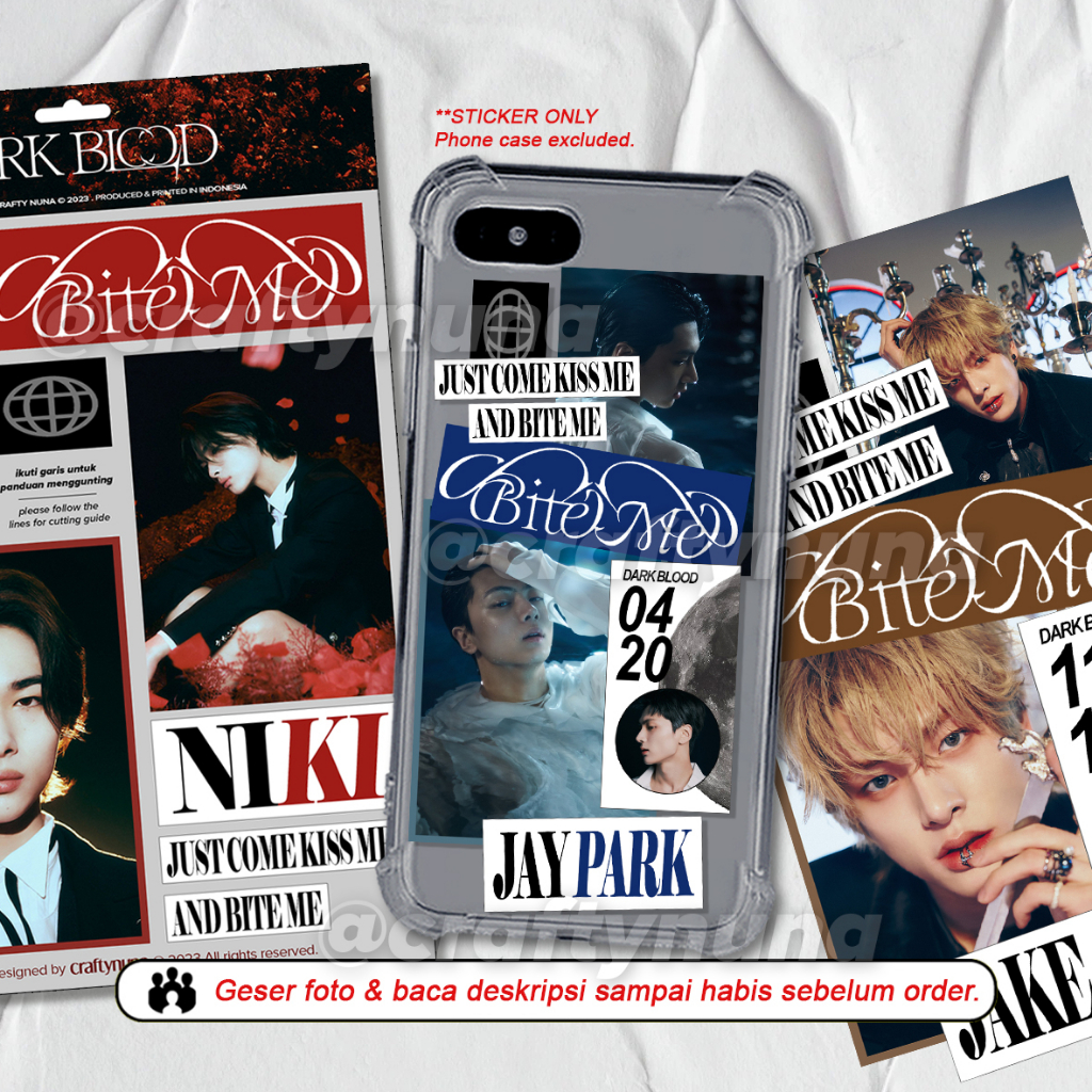 Enhypen BITE ME DIY AESTHETIC STICKER SET dark blood STICKER kpop deco ...