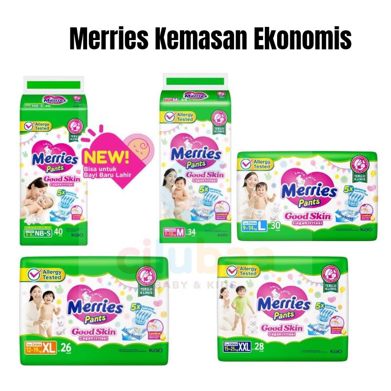 Merries Pants Good Skin Disposable Diapers Pants NB-S40/M34/L30/XL26 ...