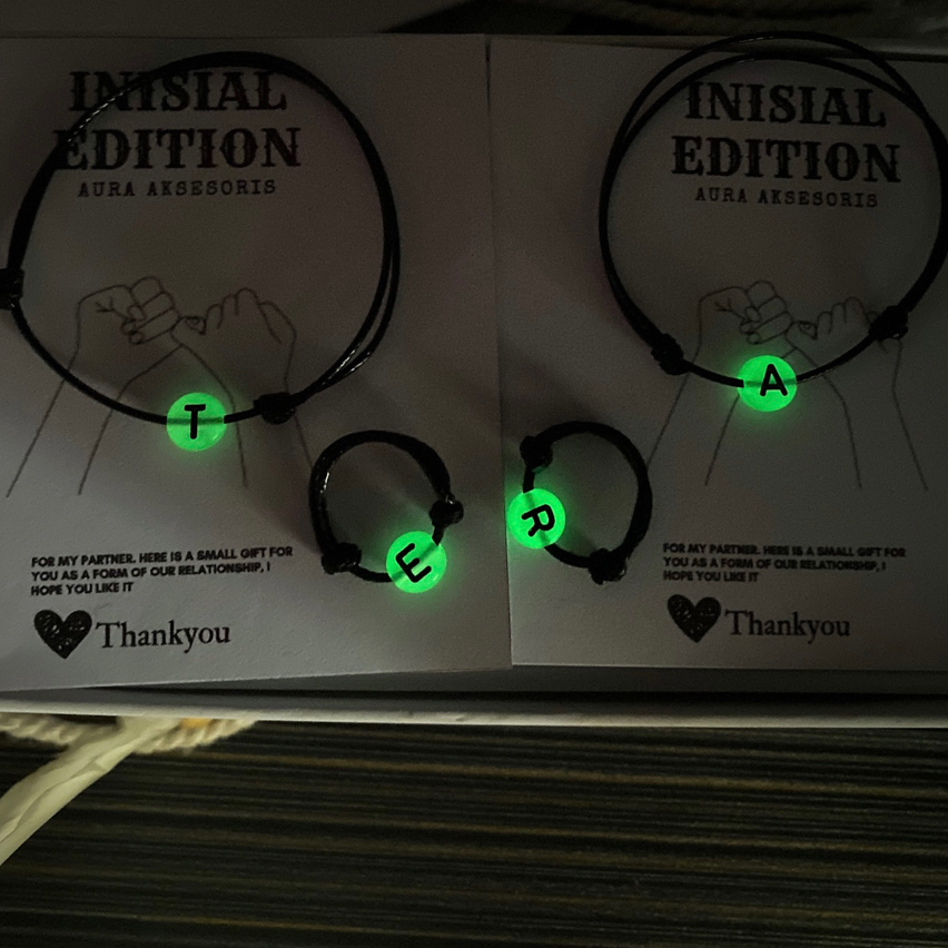 Glow in the dark Initials Bracelet A-Z Letters Can glow in the dark ...