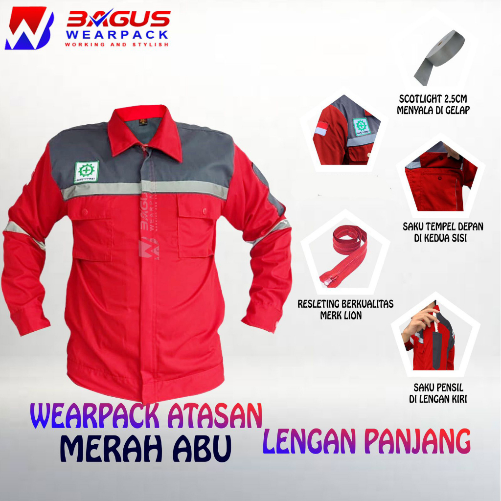MERAH KEMEJA Safety WEARPACK / SAFETY SHIRT / LONG SLEEVED SAFETY ...