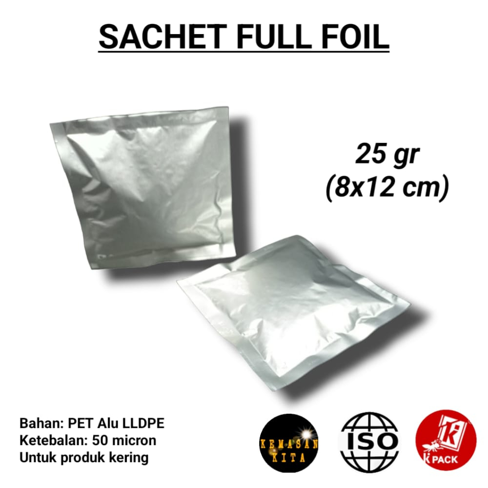 Premium 25 gram Full Aluminum Foil Sachet Packaging Plastic | Shopee ...