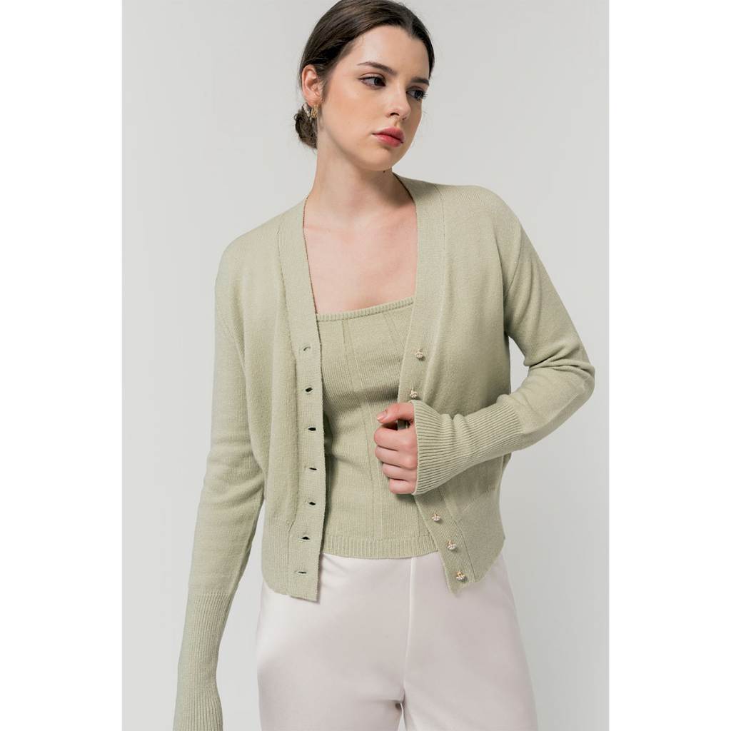 Rotouche - Coco Knit Cardigan in Mint | Shopee Malaysia