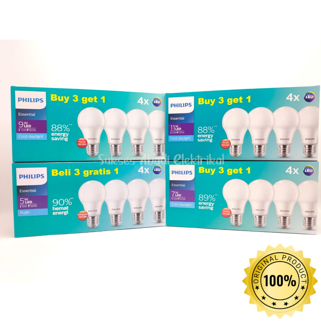 Philips LED Bulb Essential Bulb 4-pack Of Contents | Shopee Malaysia