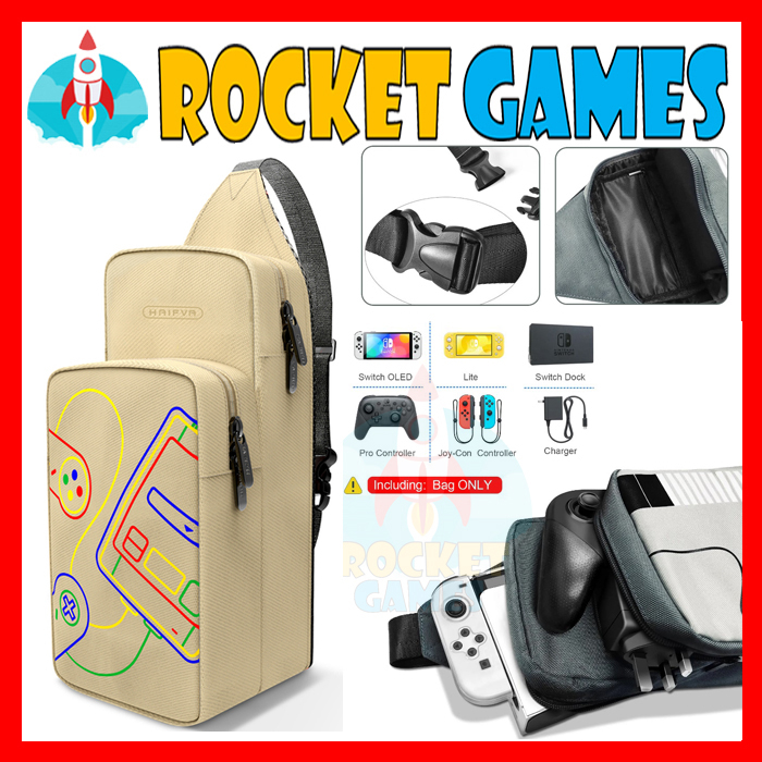 Haifva Sling Bag for Nintendo Switch Oled Lite/Travel Bag Tas Switch - SNES GOLD | Shopee Malaysia