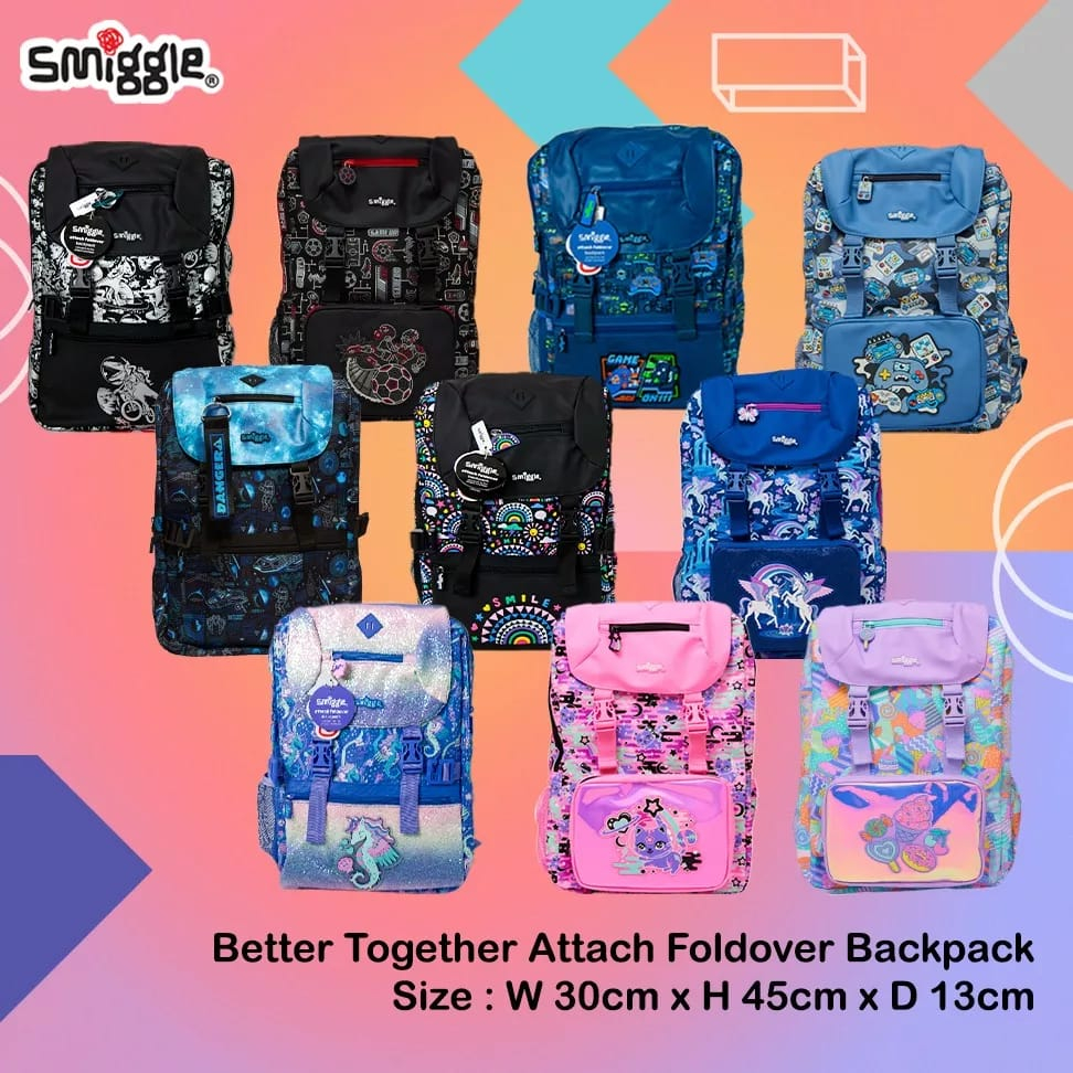 Smiggle Bag Better Together Attach Foldover BACKPACK besar SFLD/TAS ...