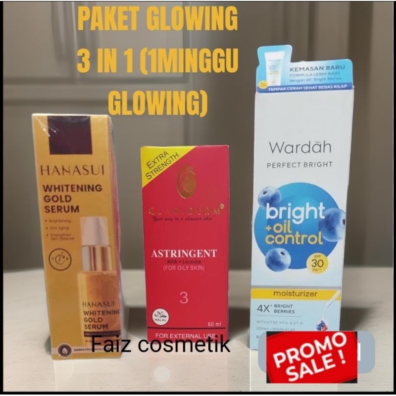 WARDAH [3 in 1 Glowing Package] Clariderm Toner, Moisturizer ...