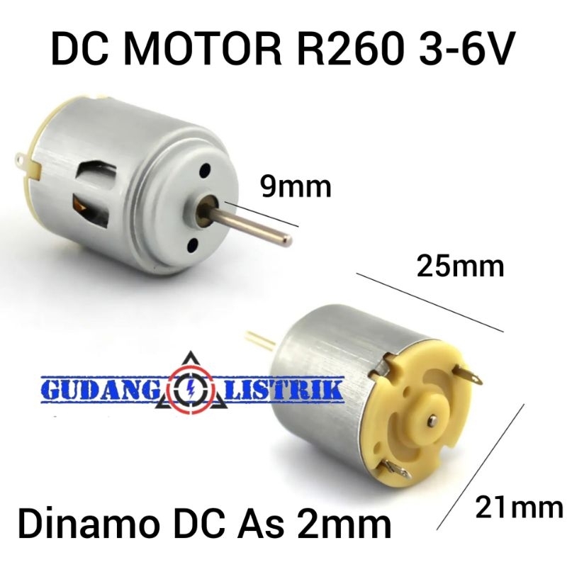 Dc Motor Dynamo 3-6V Brushed R260 High Speed Axle 2mm | Shopee Malaysia
