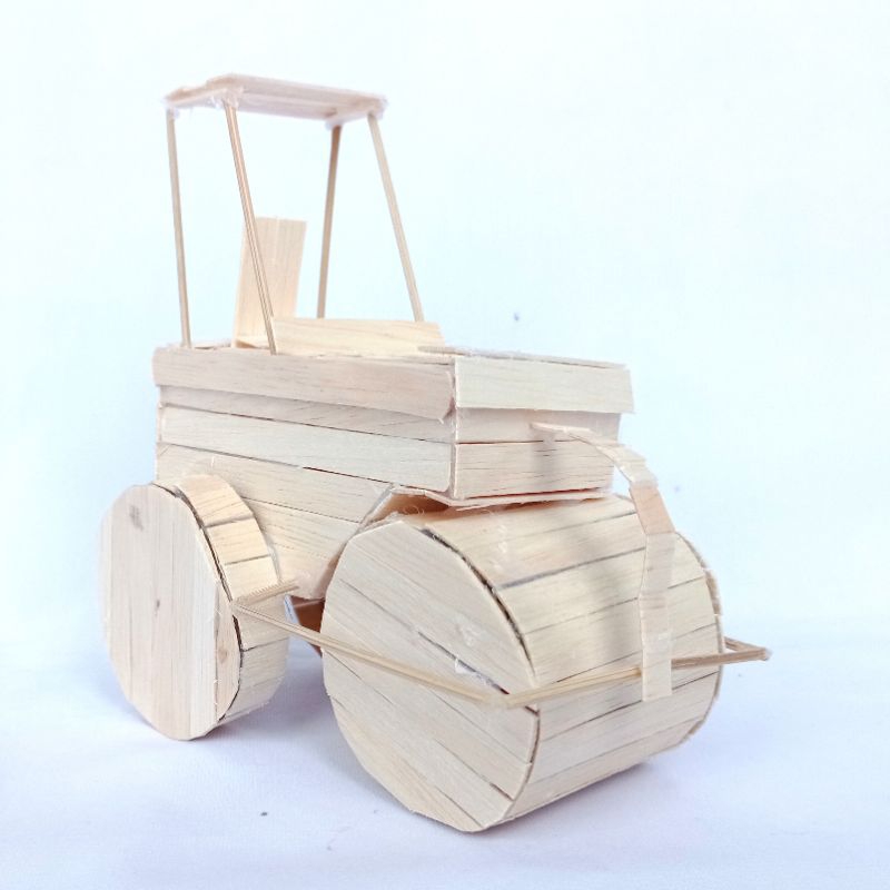 Miniature Tendem Roller Bego Vehicle Toy Made from Ice Cream Sticks ...