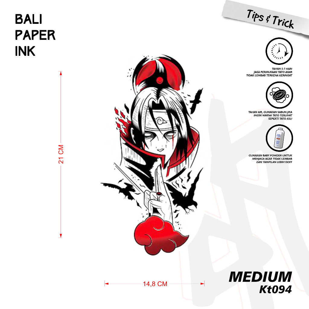 Kt094 Itachi Temporary Tattoo Basic Bali Paper Ink | Shopee Malaysia