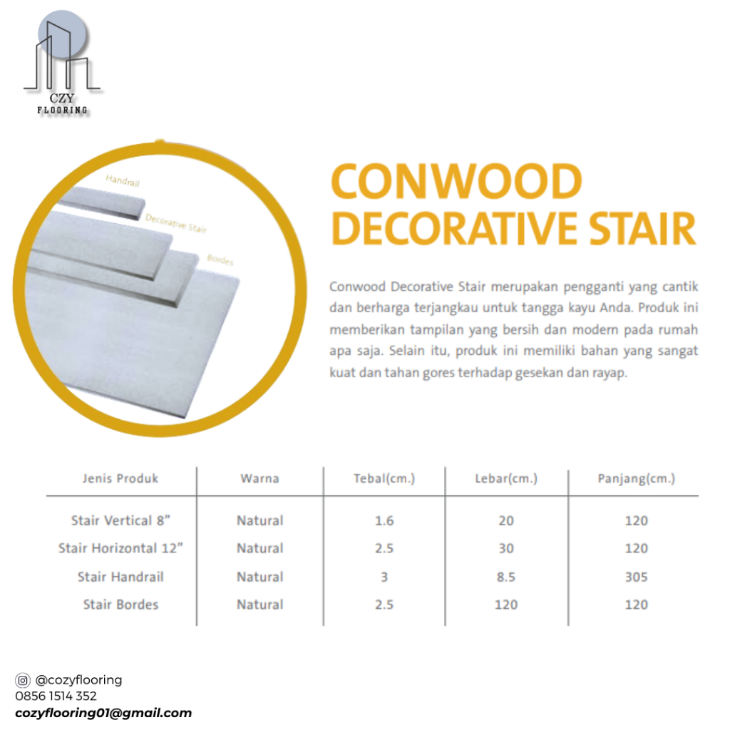 Conwood Decorative STAIR Vertical 8", Horizontal 12", handrail ...