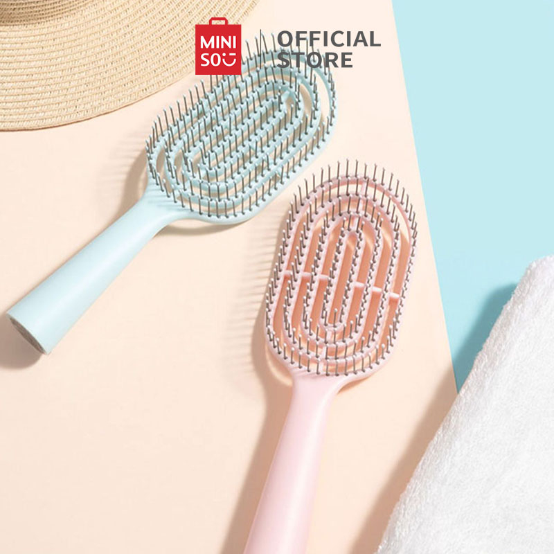 Miniso Dry Wet Hair Comb Soft Hair Self Cleaning Hair Comb | Shopee ...