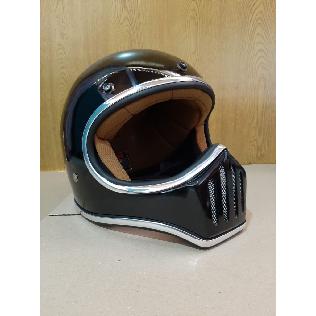 HITAM Cool glossy black full face custom cakil helmet - cakil custom ...