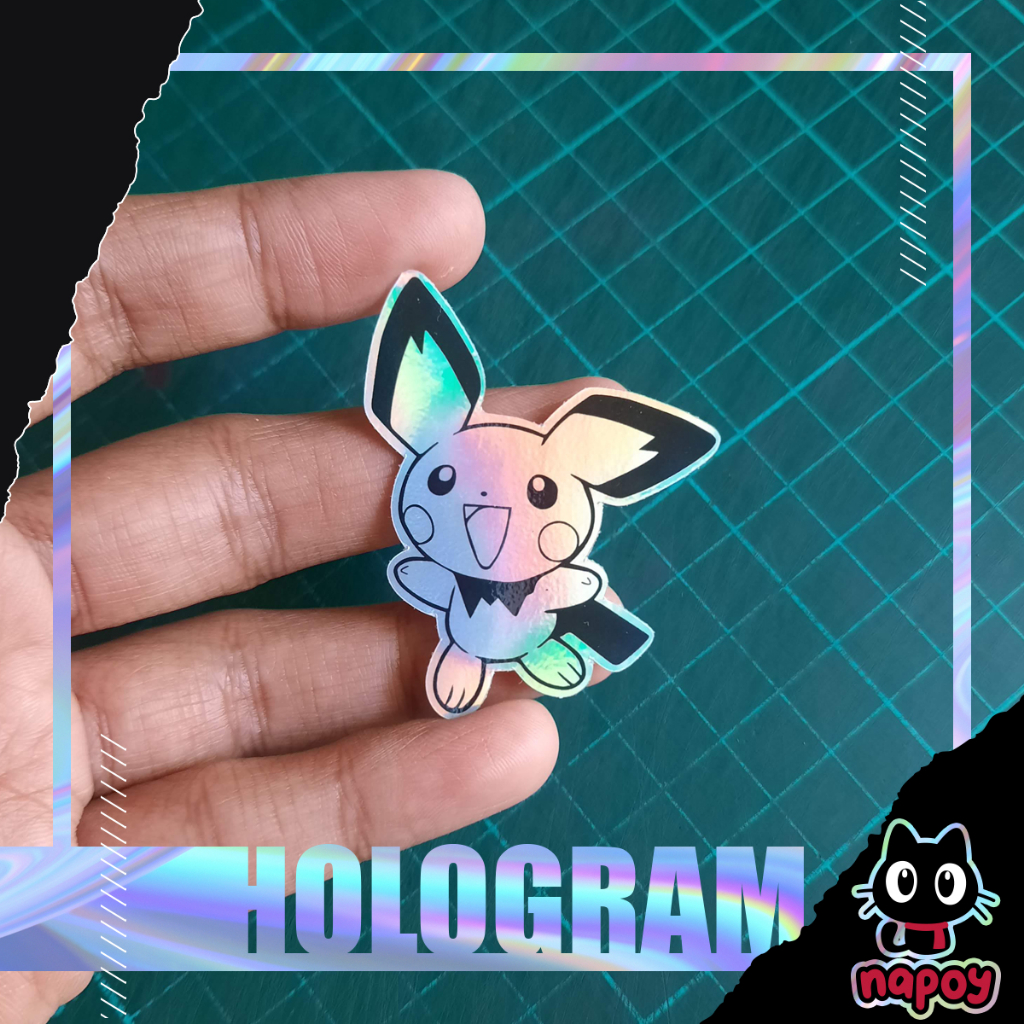 Pokemon Pichu V1 Line Art Game Anime Hologram Sticker | Shopee Malaysia