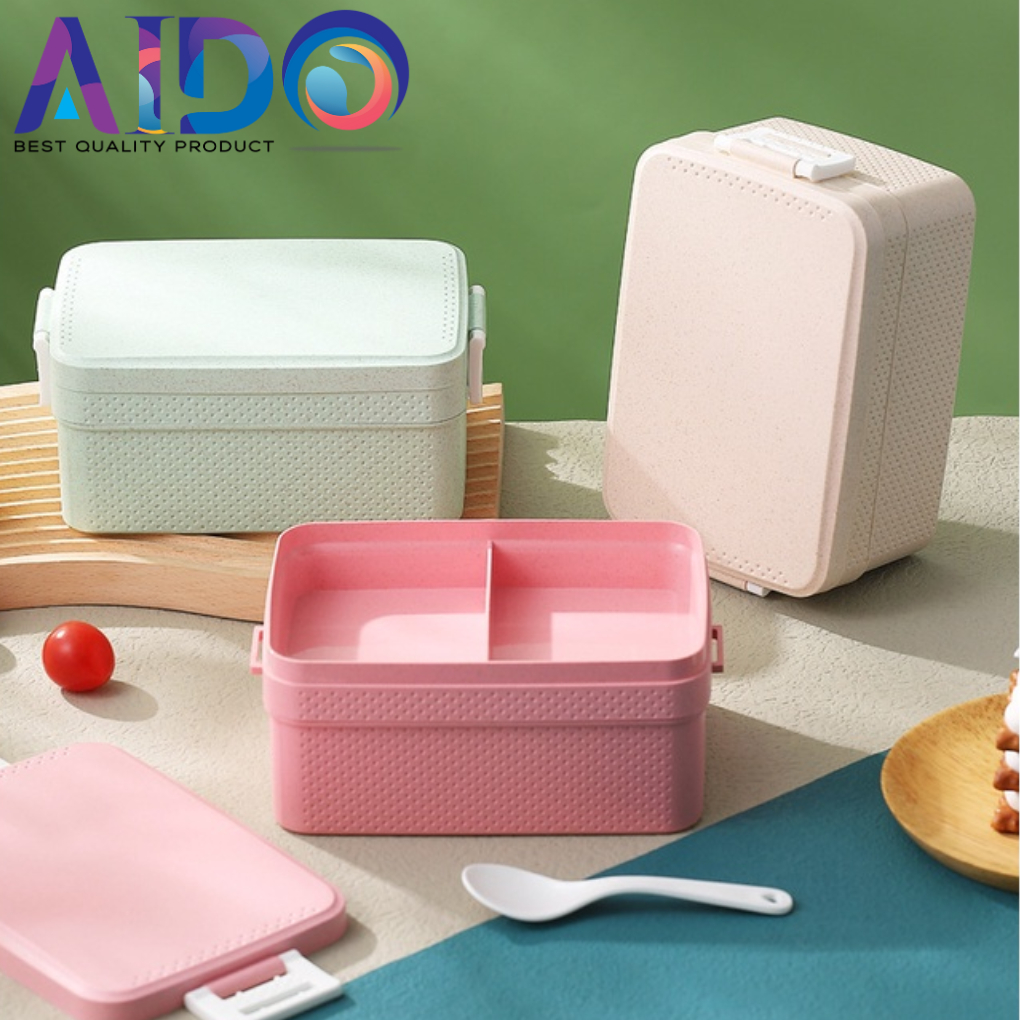 Straw Lunch box 2 Layers / Wheat Straw Lunch box PP BPA FREE 3202 Lunch ...