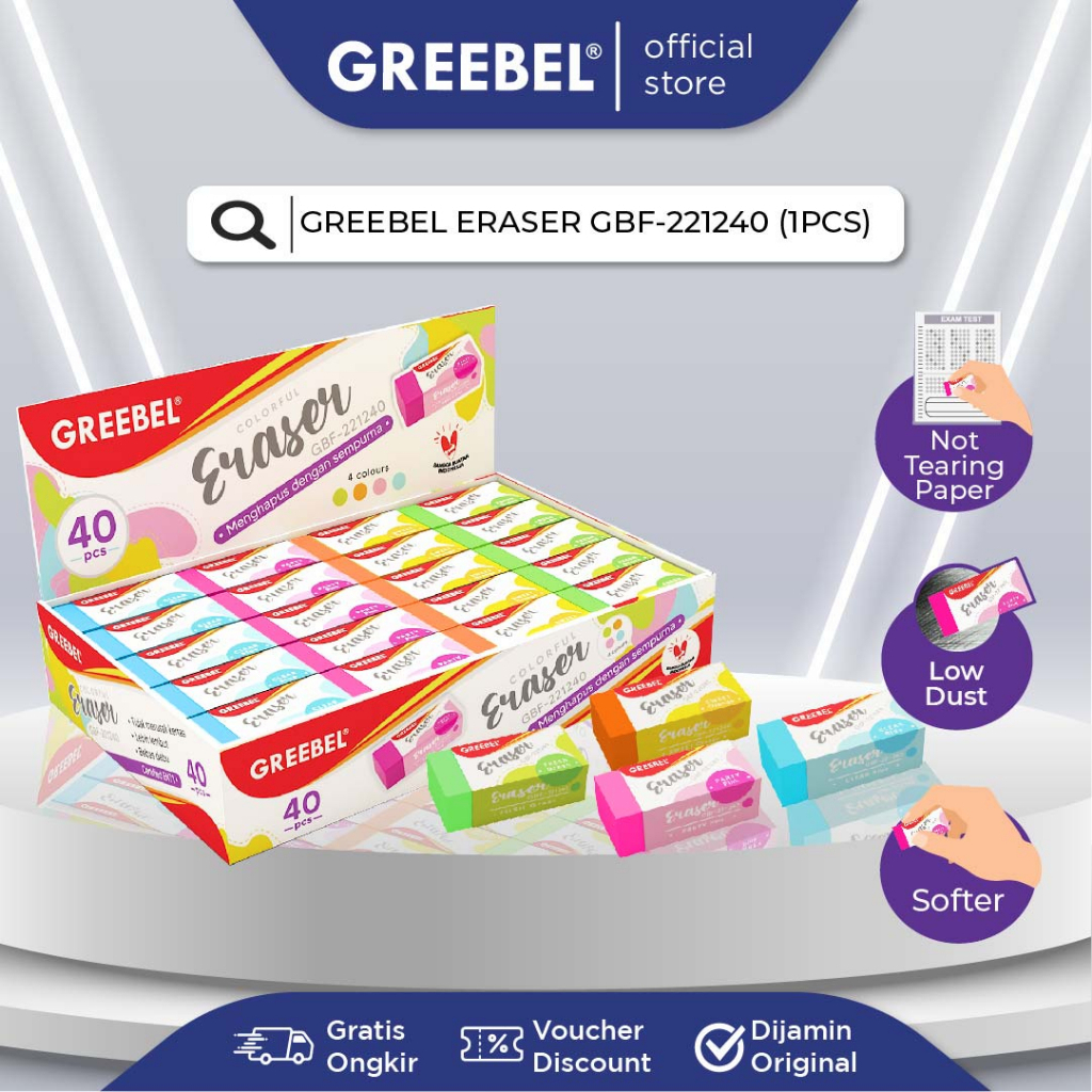 Eraser/eraser GREEBEL GBF-221240 S 4 Colors 2pcs | Shopee Malaysia
