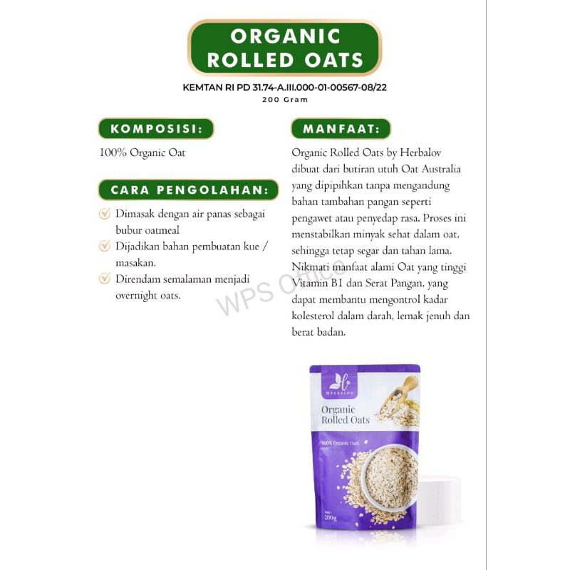 Organic Rolled Oats Herbalove 100% Organic Oats | Shopee Malaysia