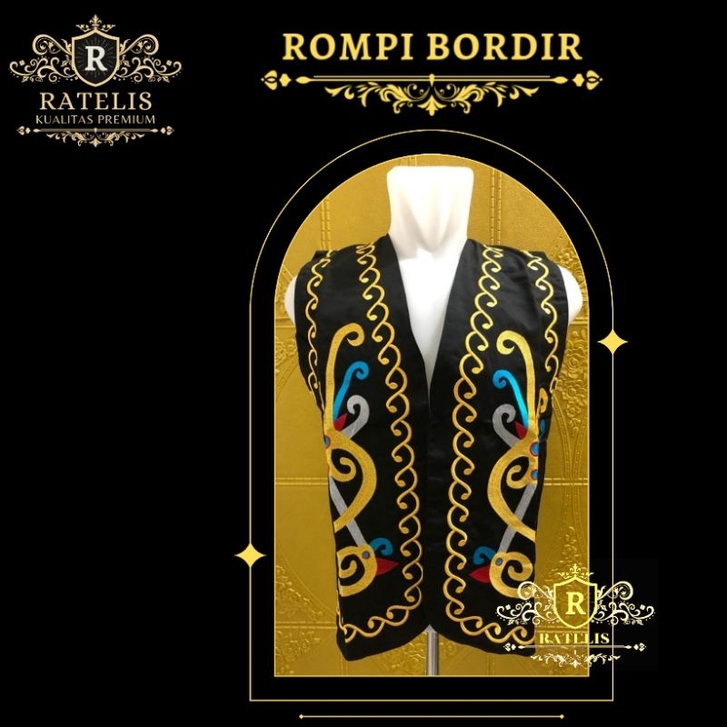 Dayak motif Embroidery vest, borneo motif vest, ulu kenyah People's ...