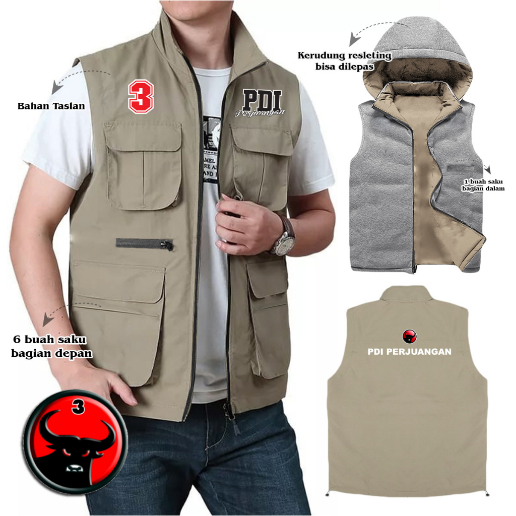 Pdip Vest PDIP Party PDIP Indonesian Democracy Party Struggle | Shopee ...