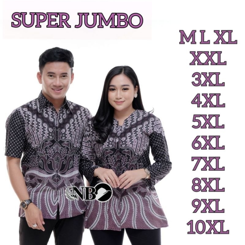 UNGU KEMEJA Batik Couple Couple Jumbo Purple Color M-10XL Women's Blouse Men's Shirt Hem Boys ...