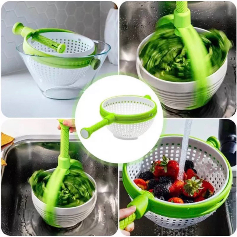 Salad spinner / AUTOMATIC rotating fruit vegetable drying basin ...