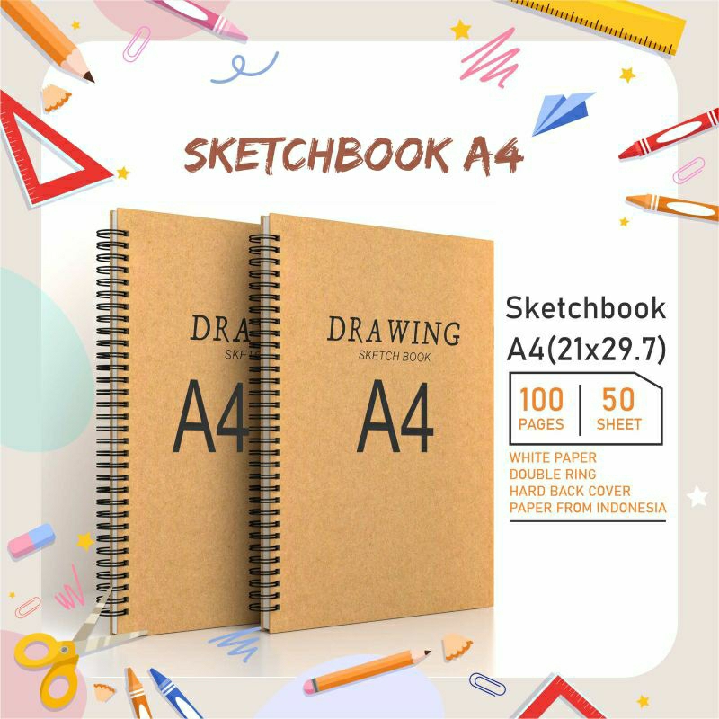 A4 CRAFT COVER SKETCHBOOK / SPIRAL PLAIN SKETCH DRAWING BOOK | Shopee ...