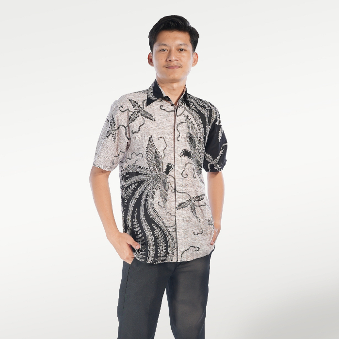 HITAM KEMEJA Batik TRUSMI Men's Batik Batik Hem Invitation Work Shirt ...