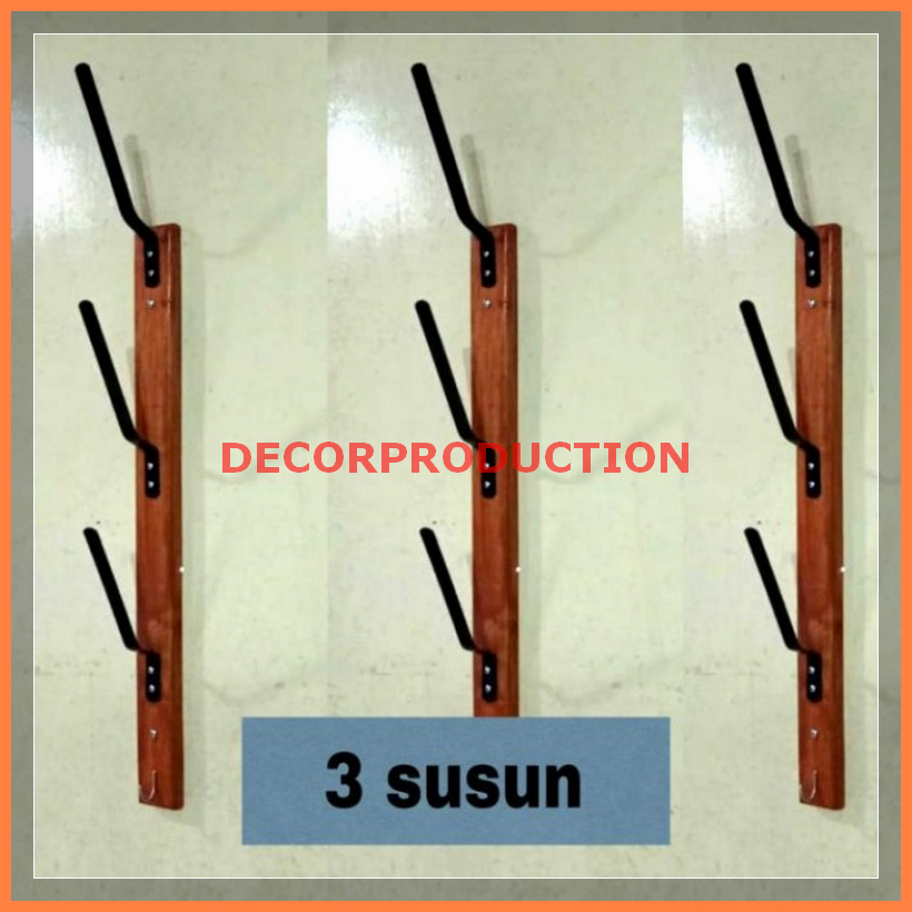 KAYU GANTUNGAN Hanging helmet rack / wall helmet hanger, Iron wood ...
