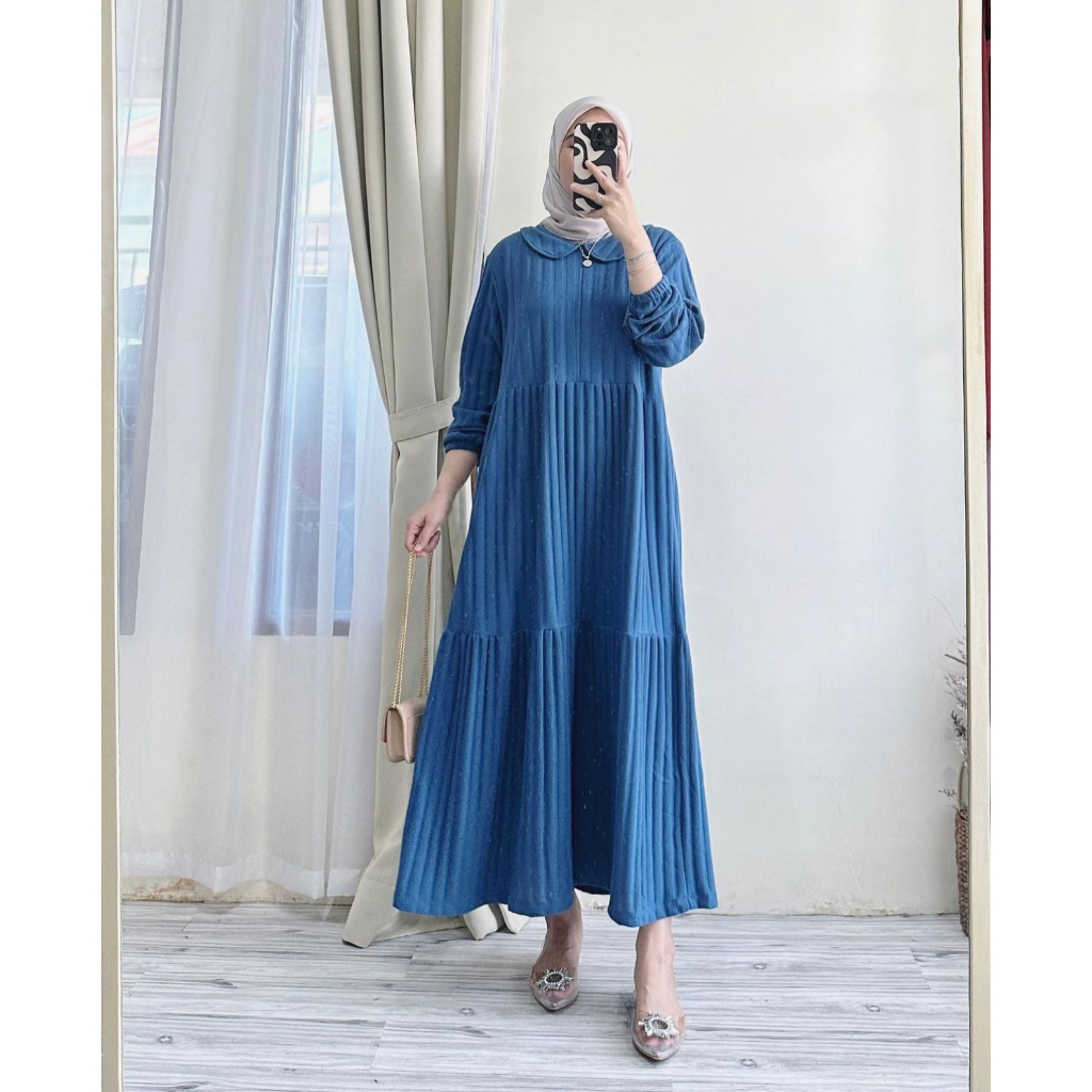 Emily GAMIS DRESS DRES REMPEL RUFFLE HORNET KNIT MUSLIMAH Women BTCSOLO ...