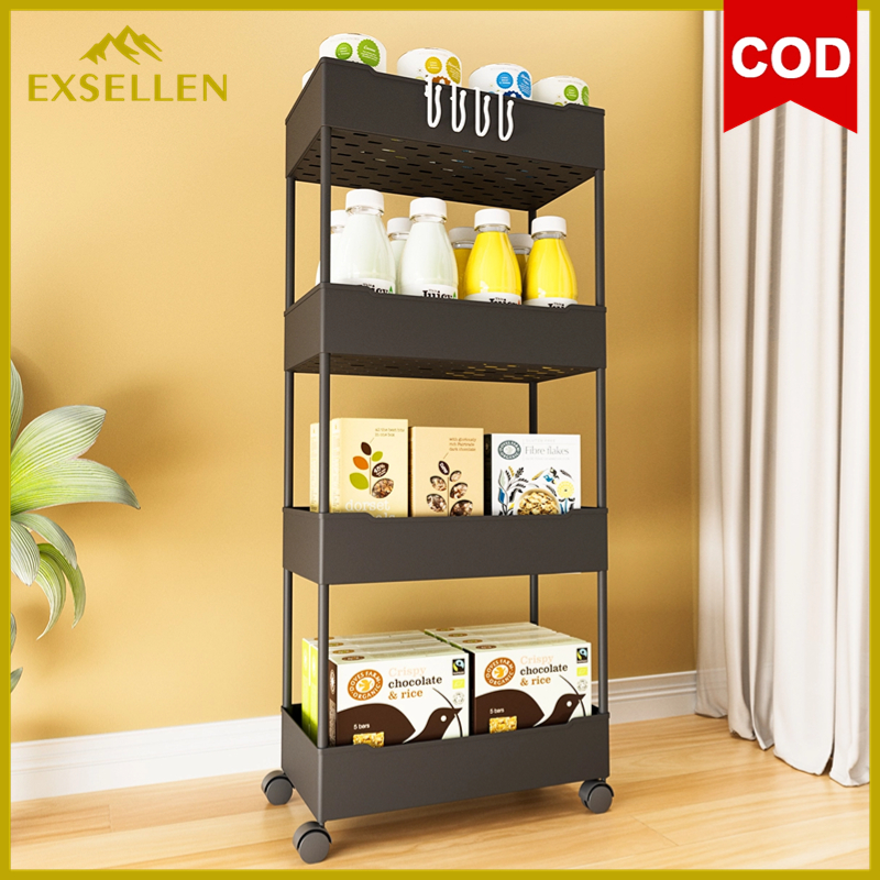 Trolley Shelf Plastic Square Bathroom Shelf 4 Tier Multi-Purpose ...