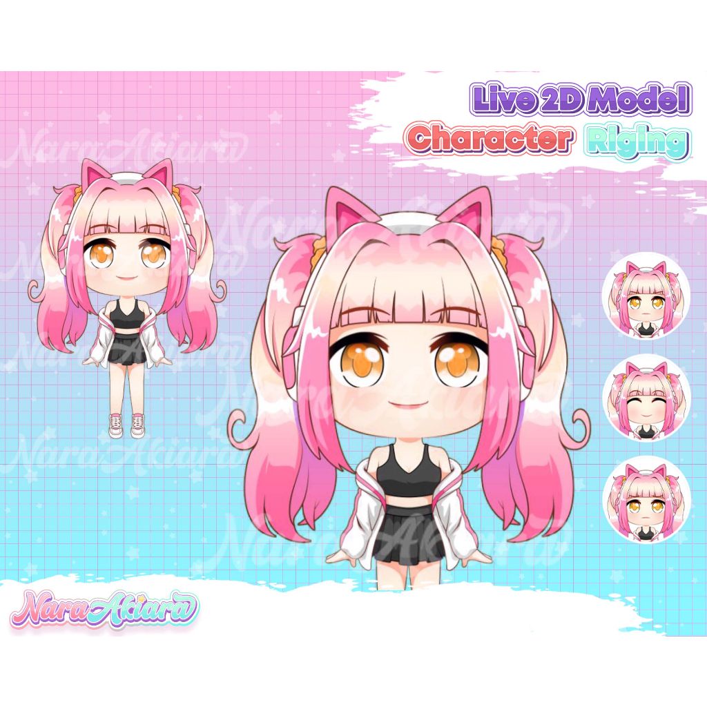 Ready to Shine with Chibi VTuber Live2D Characters Await You, Complete VTuber Chibi Package, 3D ...
