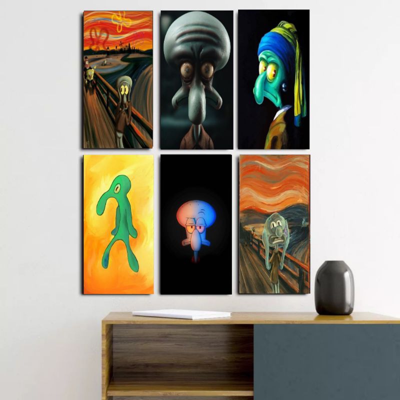 HIASAN DINDING Squidward painting poster wall decoration | Shopee Malaysia