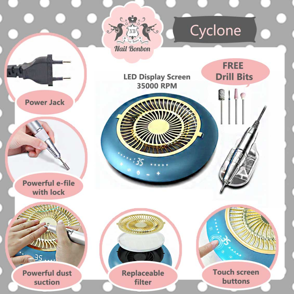 MESIN Cyclone Nail Bonbon Drill & Dust Vacuum Collector Nail Drill ...