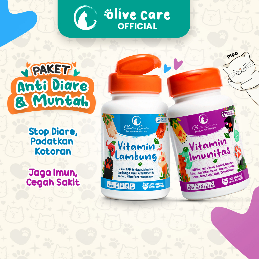 Olive Care Cat Vitamin Package for DIARRHEA, VOMITING & IMMUNITY for ...