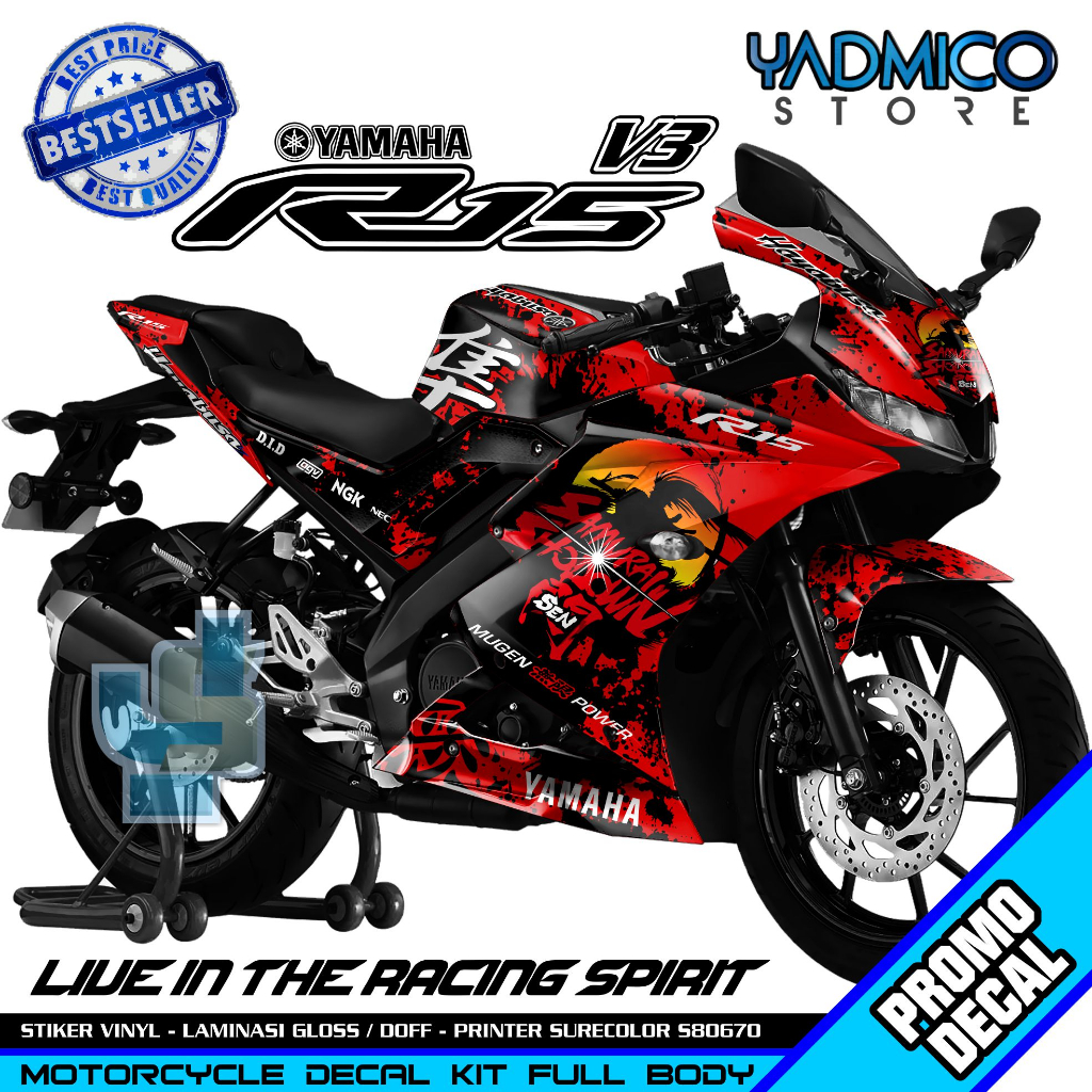 R15 V3 Full Body Decal - R15 V3 Full Body Motorcycle Sticker - Yamaha ...