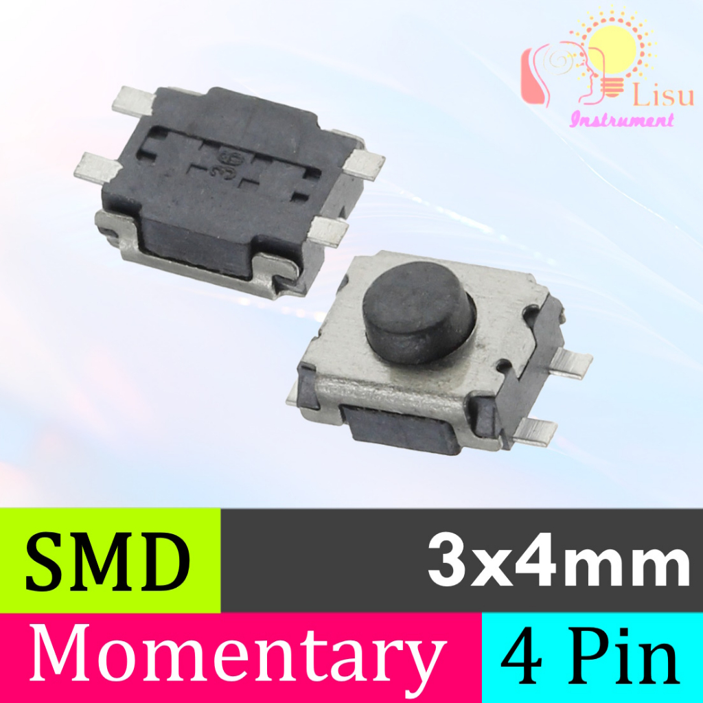 3x4mm Micro Switch 4Pin Tactile Touch Push Button Momentary SMD SMT ...