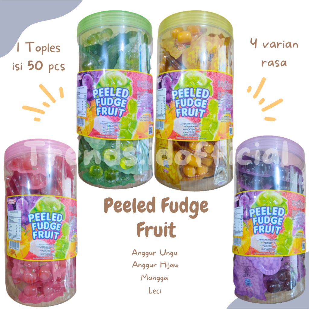 Soft Candy Fudge Fruit Jelly Assorted Flavors Jar Contents 50pcs ...