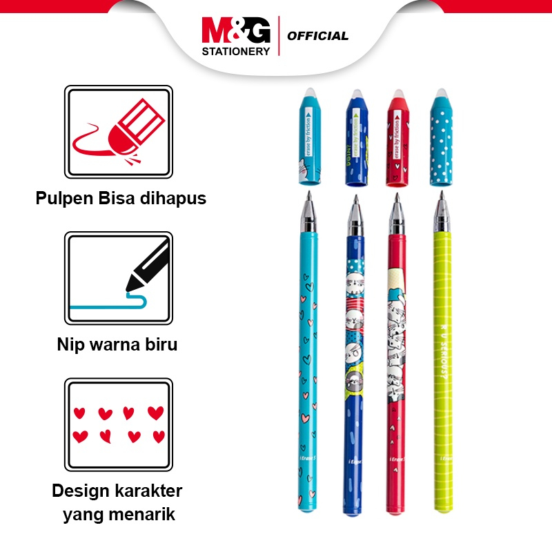 M&g Erasable Pen Erasable Gel Pen Erasable Crystal Blue 0.5mm Cat Motif ...