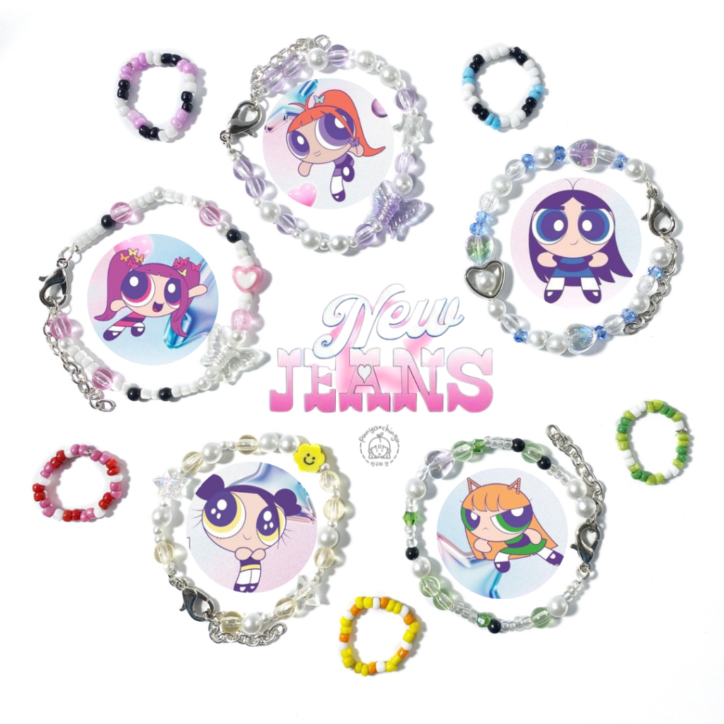 New Jeans x Powerpuff Girl Bracelet | Bead RING BRACELET | Beads Ring ...