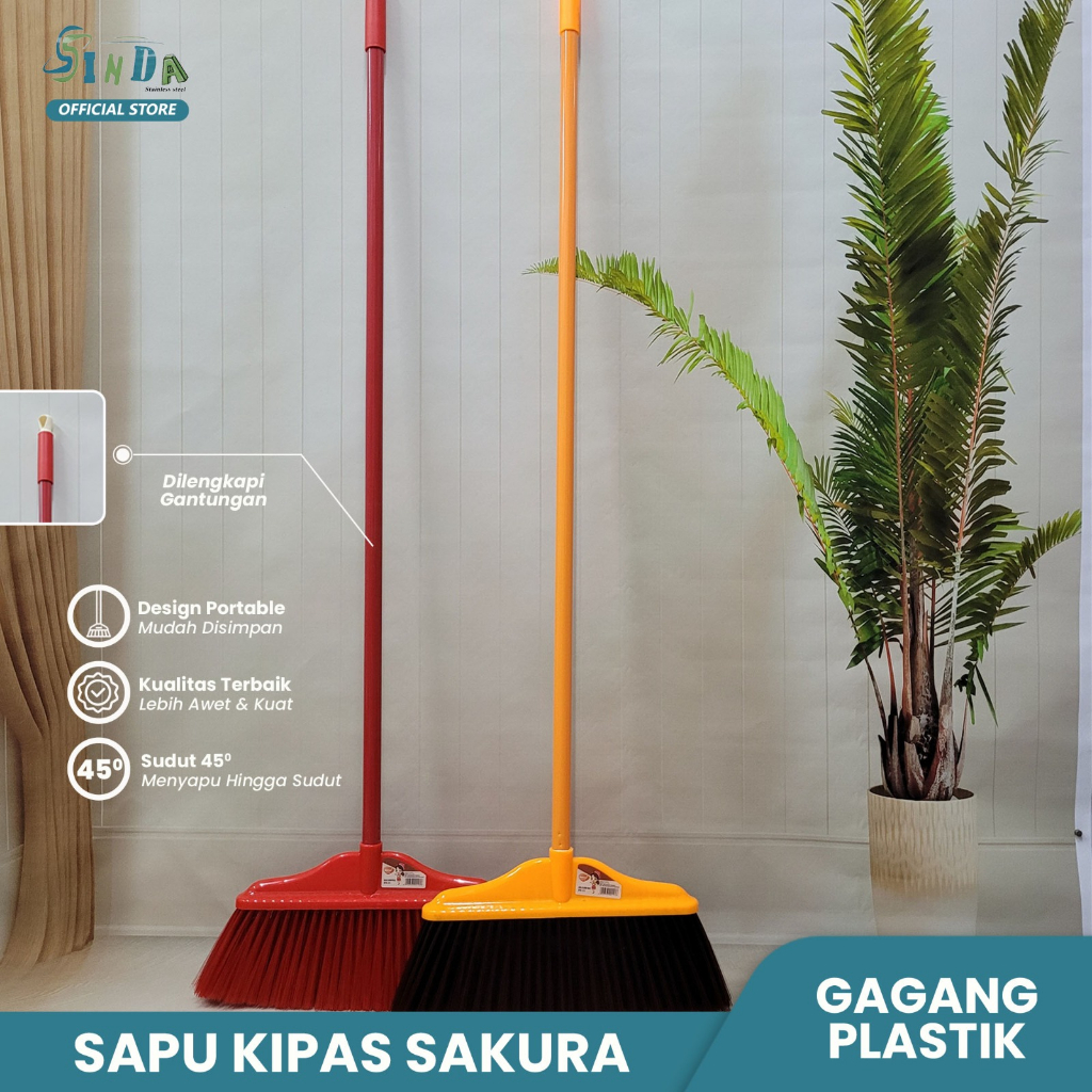 Sinda Floor Broom / Nylon Broom / Dragon Sakura Broom / Wooden Handle ...