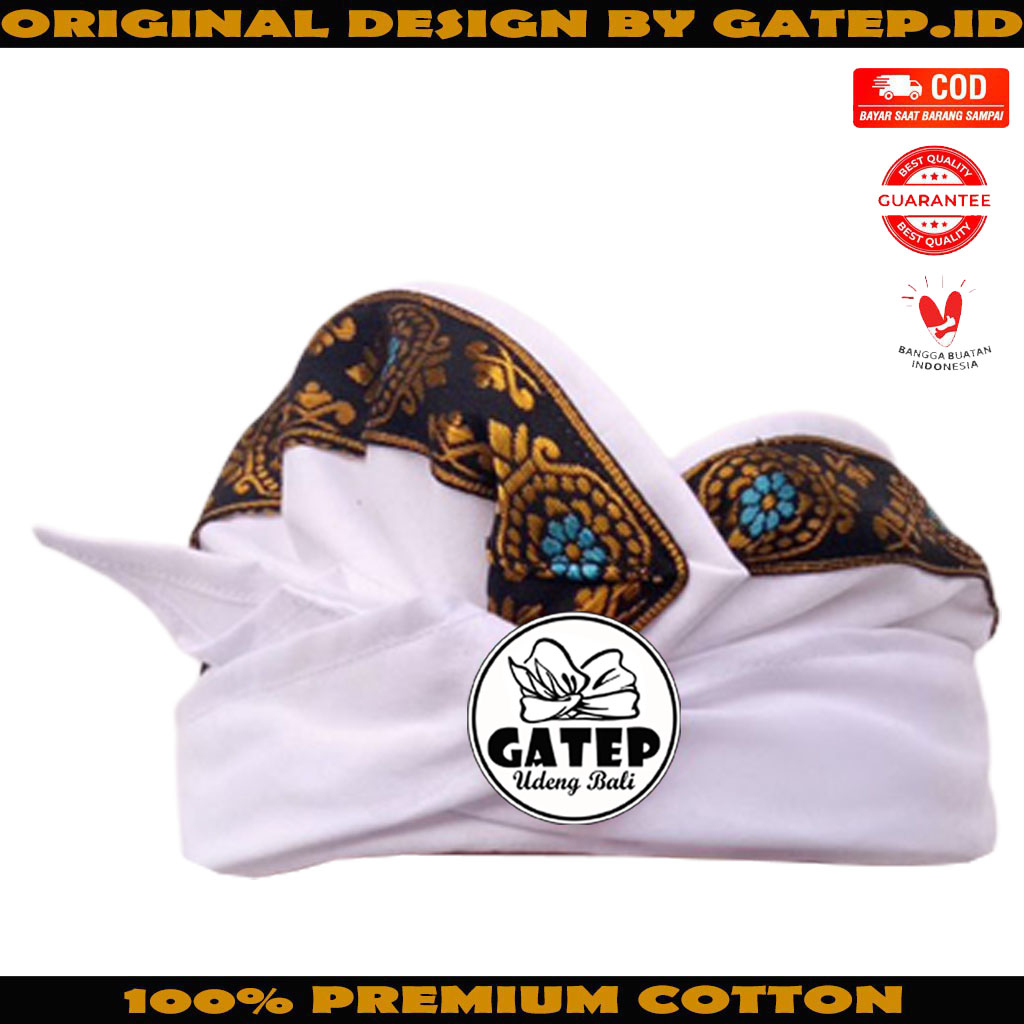 Semi-Finished Plain White Balinese Udeng with Black Edges - Balinese ...