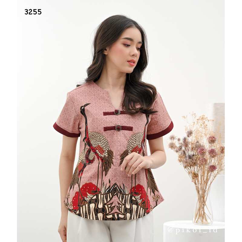 MERAH Red batik Top/Women's batik Cheongsam/Ethnic batik Clothes/Girls ...