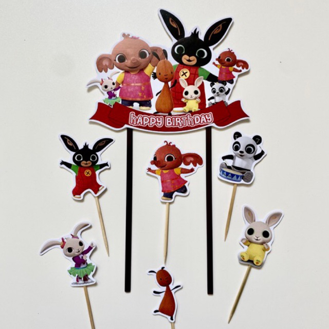 HITAM Bingbunny TOPPER / BLACK RABBIT CAKE TOPPER / HAPPY BIRTHDAY CAKE ...