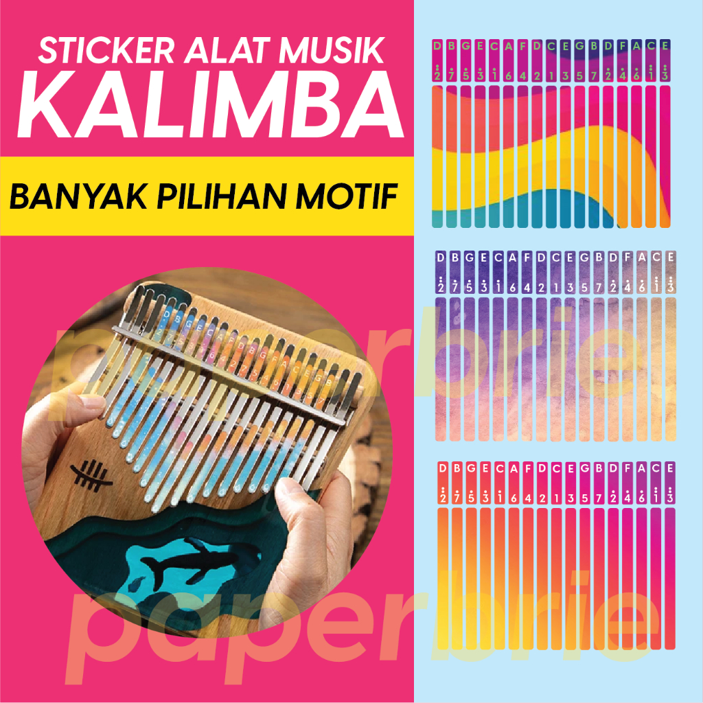 Kalimba PREMIUM 17 Keys Multicolor Notation Sticker Gecko Kimi Nalu ...