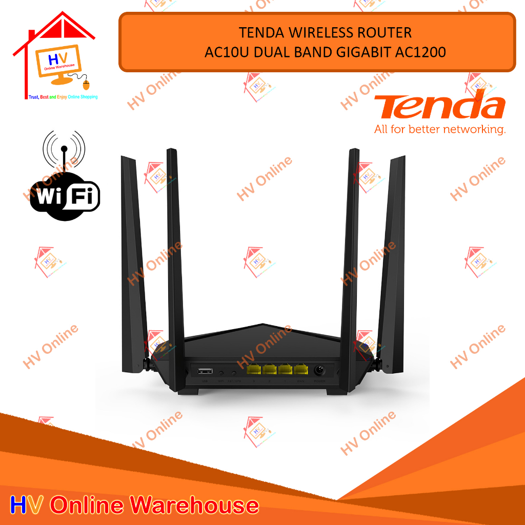 TENDA Tent AC10U - AC1200 MU-MIMO Smart Dual-Band Gigabit WiFi | Shopee ...