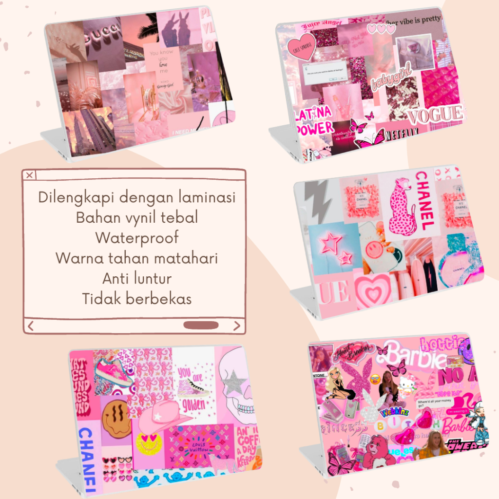 Garskin Sticker Pink Barbie Aesthetic Laptop Cover Protector Notebook ...