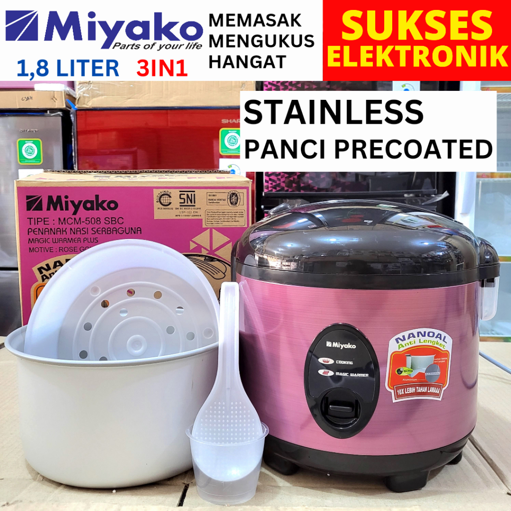 RICE COOKER STAINLESS MIYAKO 1,8 LITER / MAGICOM MEJIKOM MIYACO MCM ...