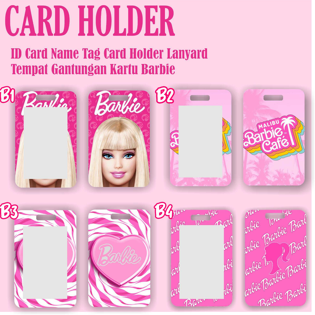 Lanyard CARD HOLDER Name Tag Barbie Pink Motif E-money Brizzi Flazz MRT ...