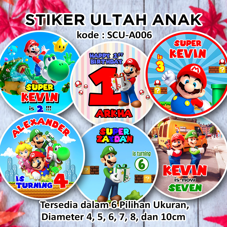Children's BIRTHDAY STICKER SUPER MARIO BIRTHDAY STICKER LABEL GIFT ...