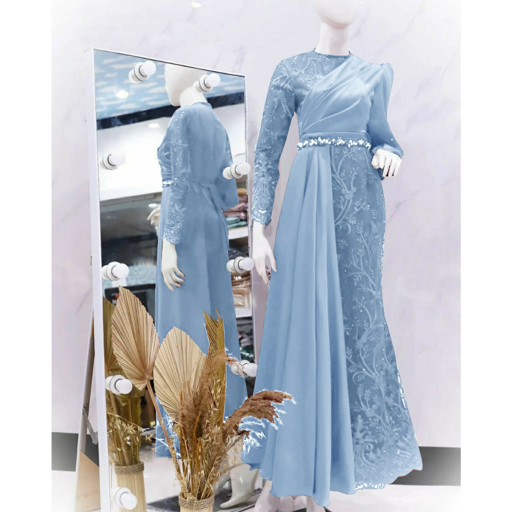 Maxi Brocade maxi Event maxi Invitation dress muslimah casual gamis ...