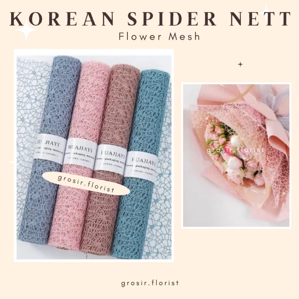 Complete FLOWER Mesh KOREAN Spider Net Net Net Roll Large Net Spider ...